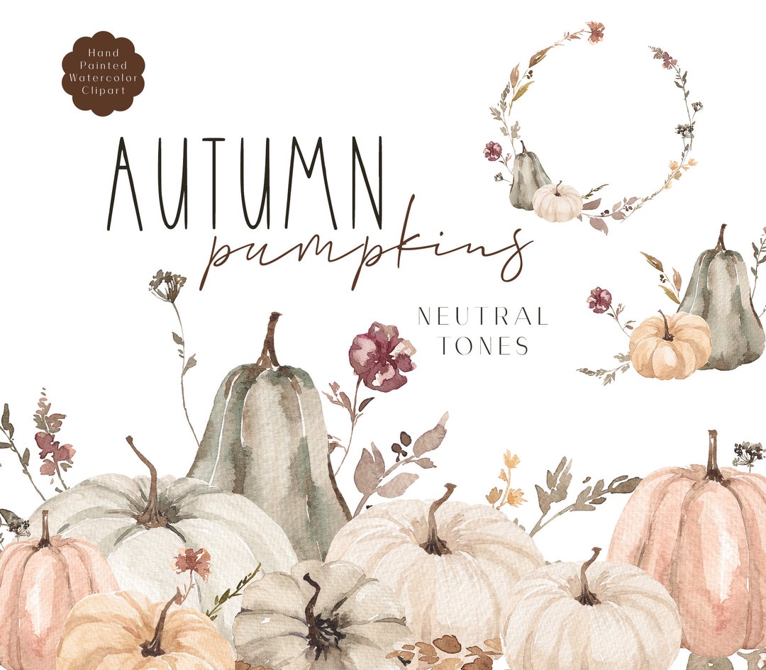 Fall Clipart Watercolor Autumn Pumpkins Clip Art Set Fall Leaves ...