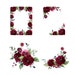 Burgundy Wine Red Watercolor Flowers Clipart Frames Border Floral Drop ...