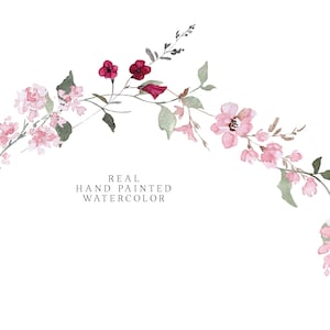 Wildflowers Heart Wreath, Watercolor Floral Clipart, Vilentines Day ...