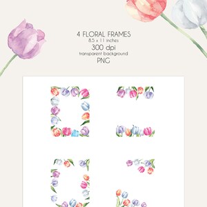 Spring Clipart Watercolor Tulips Clip Art Easter Clipart Frames Bouquet ...