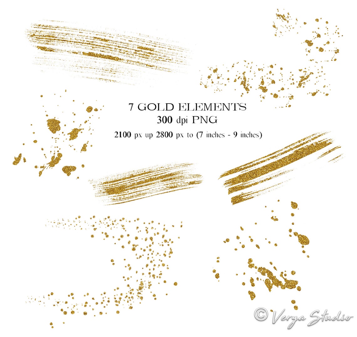 Emerald Green Watercolor Splashes Gold Frames Brushes Clipart - Etsy