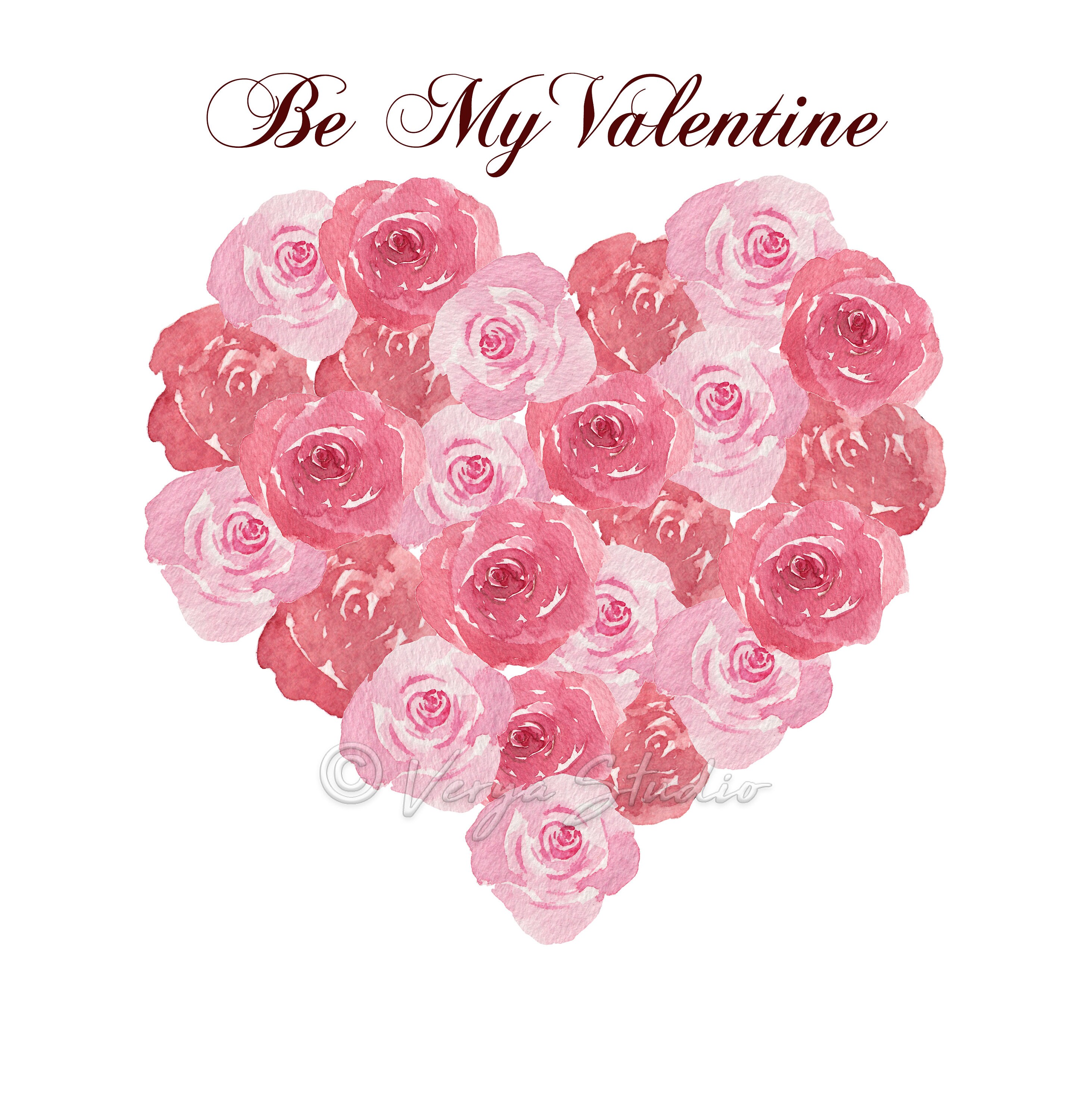 Valentine's Day Watercolor Clipart PNG Romantic Roses - Etsy