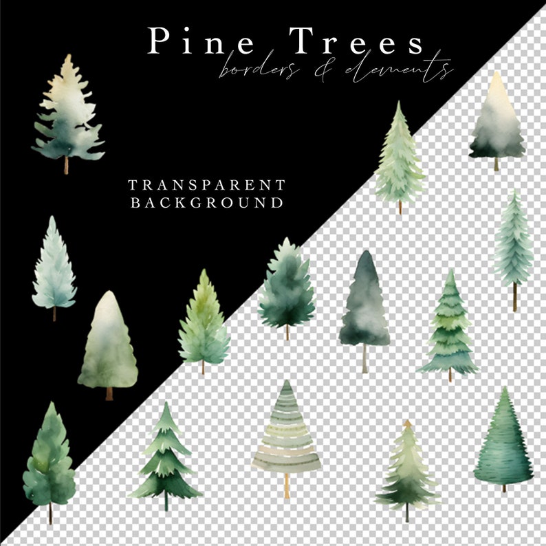 Pine Trees Clipart Christmas Trees Clip Art Watercolor Pine Tree ...