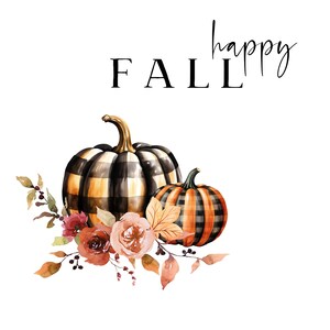 Fall Floral Pumpkins Clipart Watercolor Autumn Flowers Buffalo Plaid ...