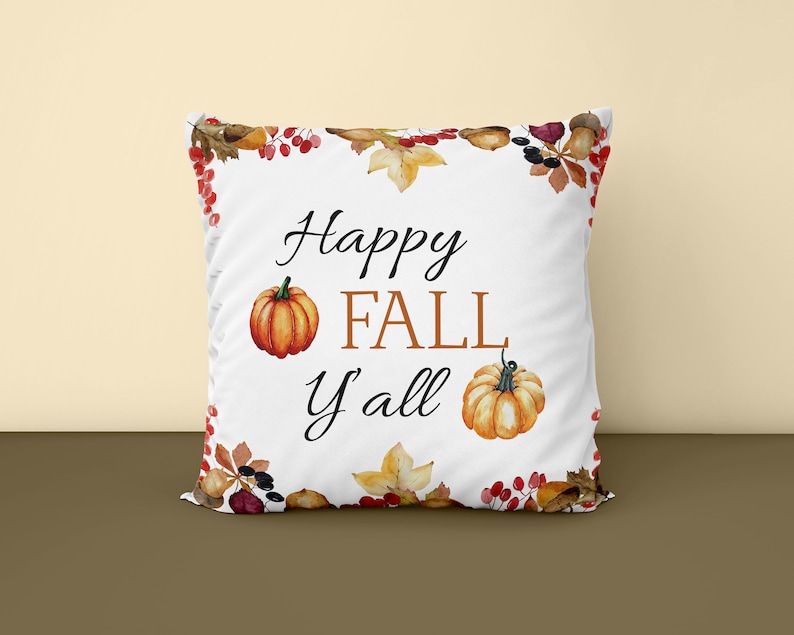 Fall Pumpkins Acorns Leaves & Berries Watercolor Clipart Set, Autumn ...