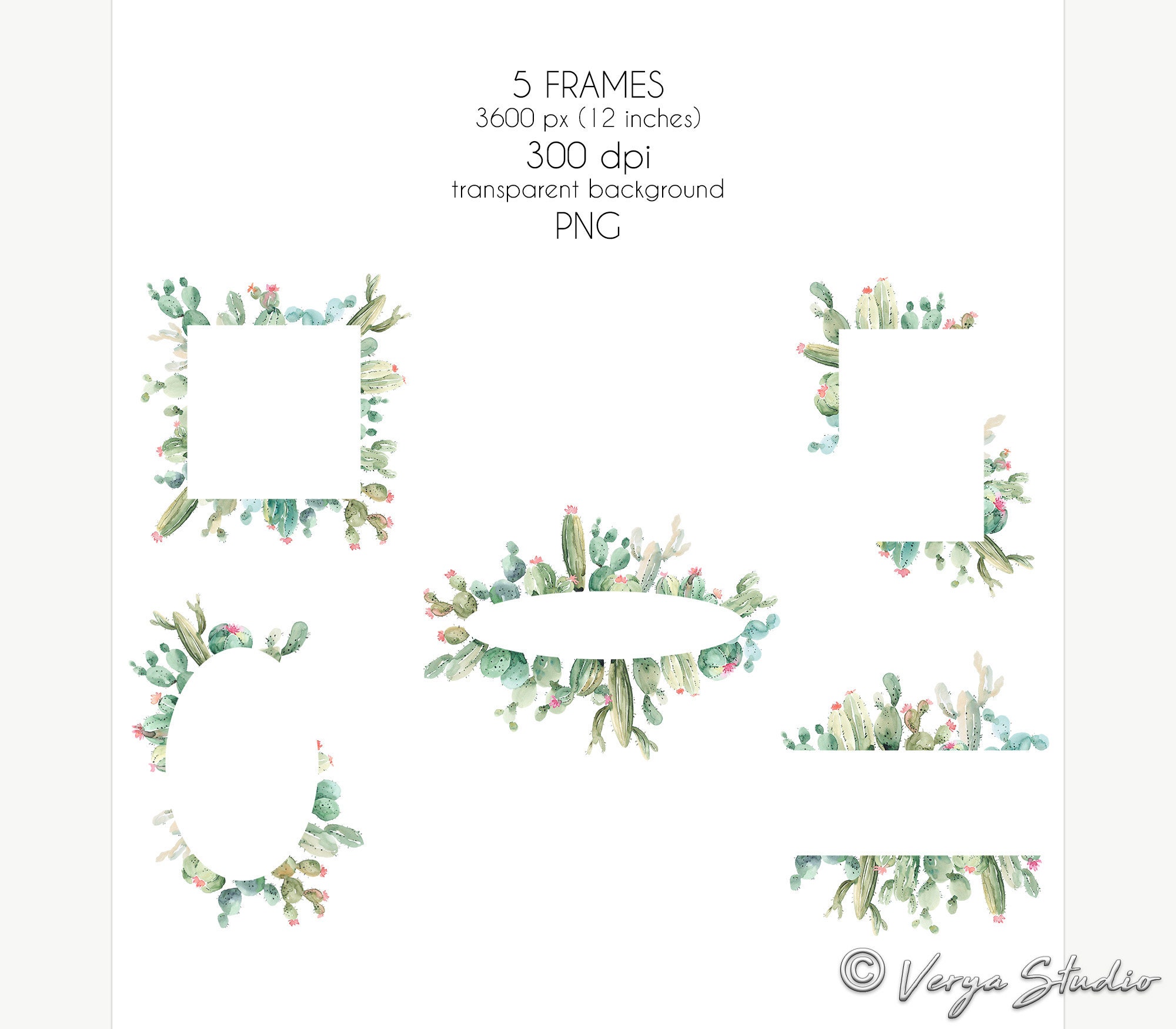 Cactus Clipart Watercolor Succulents Clip Art Desert Cacti Summer ...