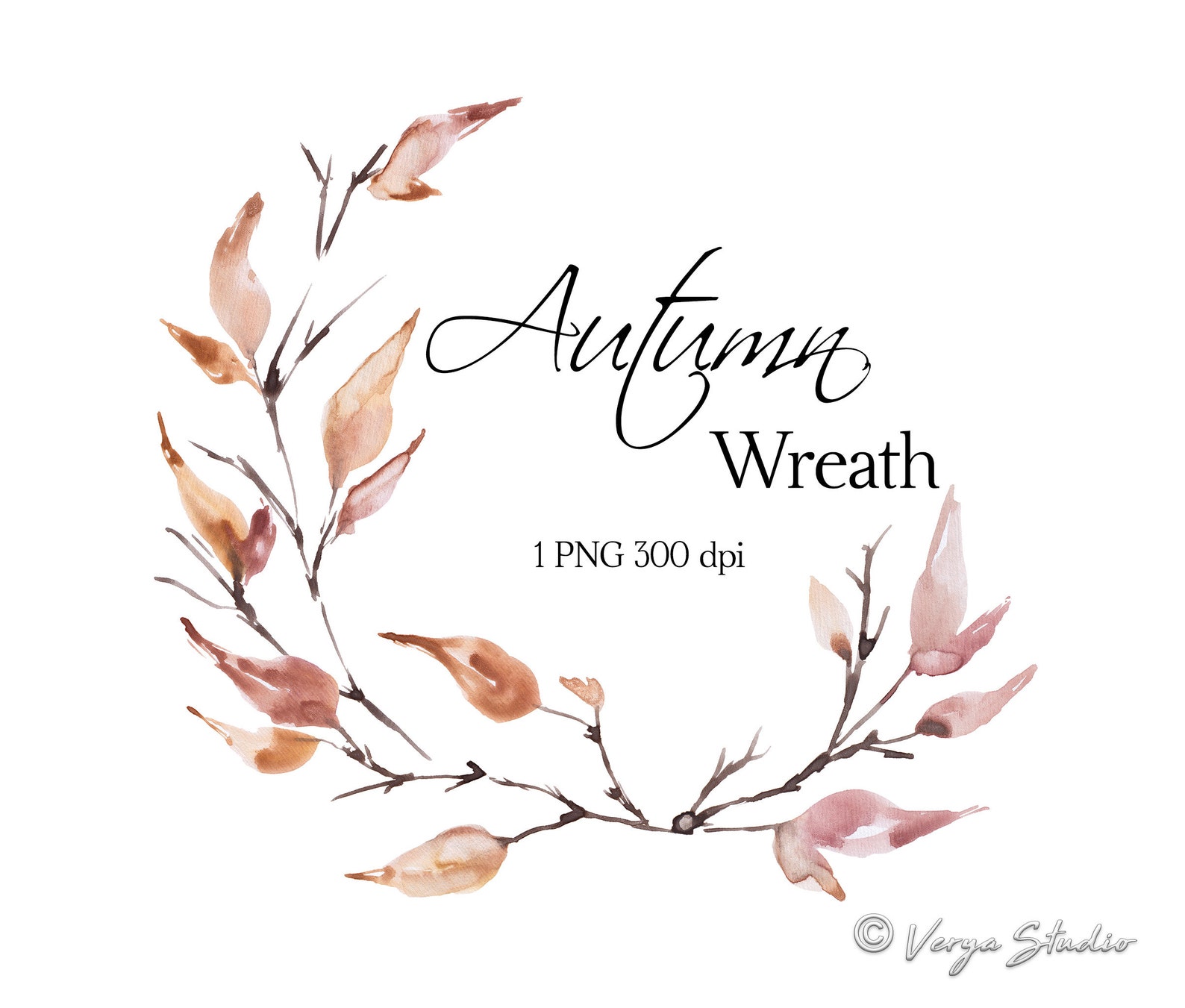 Watercolor Fall Wreath Clipart Autumn Clip Art Leaves Wreath - Etsy