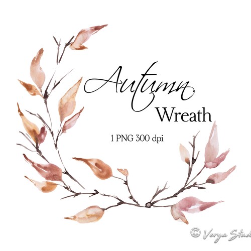Watercolor Autumn Clipart Neutral Fall Clip Art White Blue - Etsy