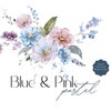 Dusty Blue White Watercolor Floral Clipart Ivory Blue Peonies Flowers ...