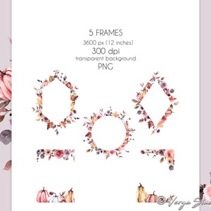 Fall Frame Wreath Clipart Watercolor Autumn Clipart Fall Colors Leaves ...