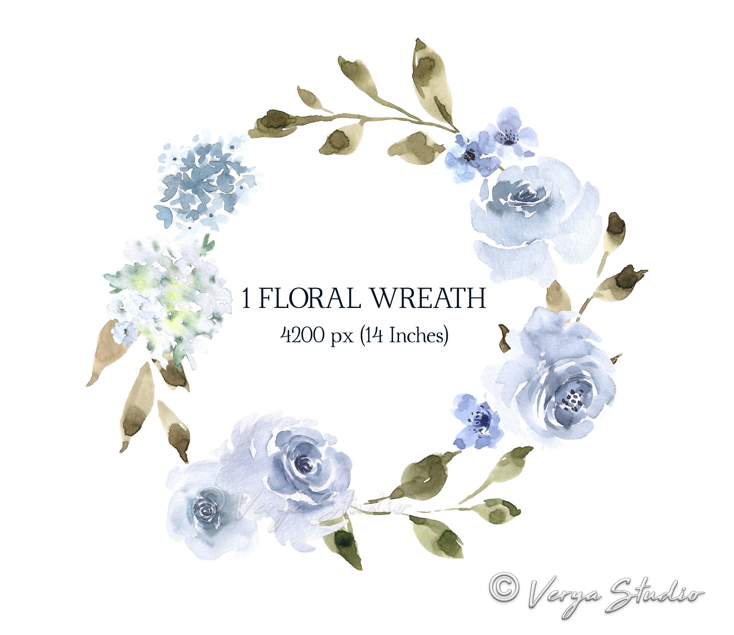 Baby Blue Watercolor Flowers Bouquets Clipart Soft Pastel | Etsy