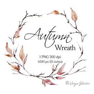 Watercolor Autumn Wreath Clipart Fall Wreath Clip Art Fall Leaves ...