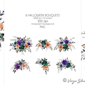 Halloween Clipart Emerald Purple Orange Black Watercolor Halloween Clip ...