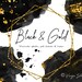 Black & Gold Watercolor Splashes Clipart Golden Frames Gold Brush ...