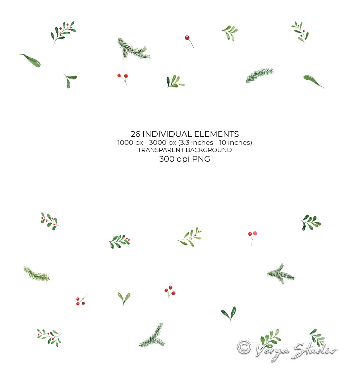 Christmas Clipart Watercolor Christmas Clip Art Xmas Wreath | Etsy