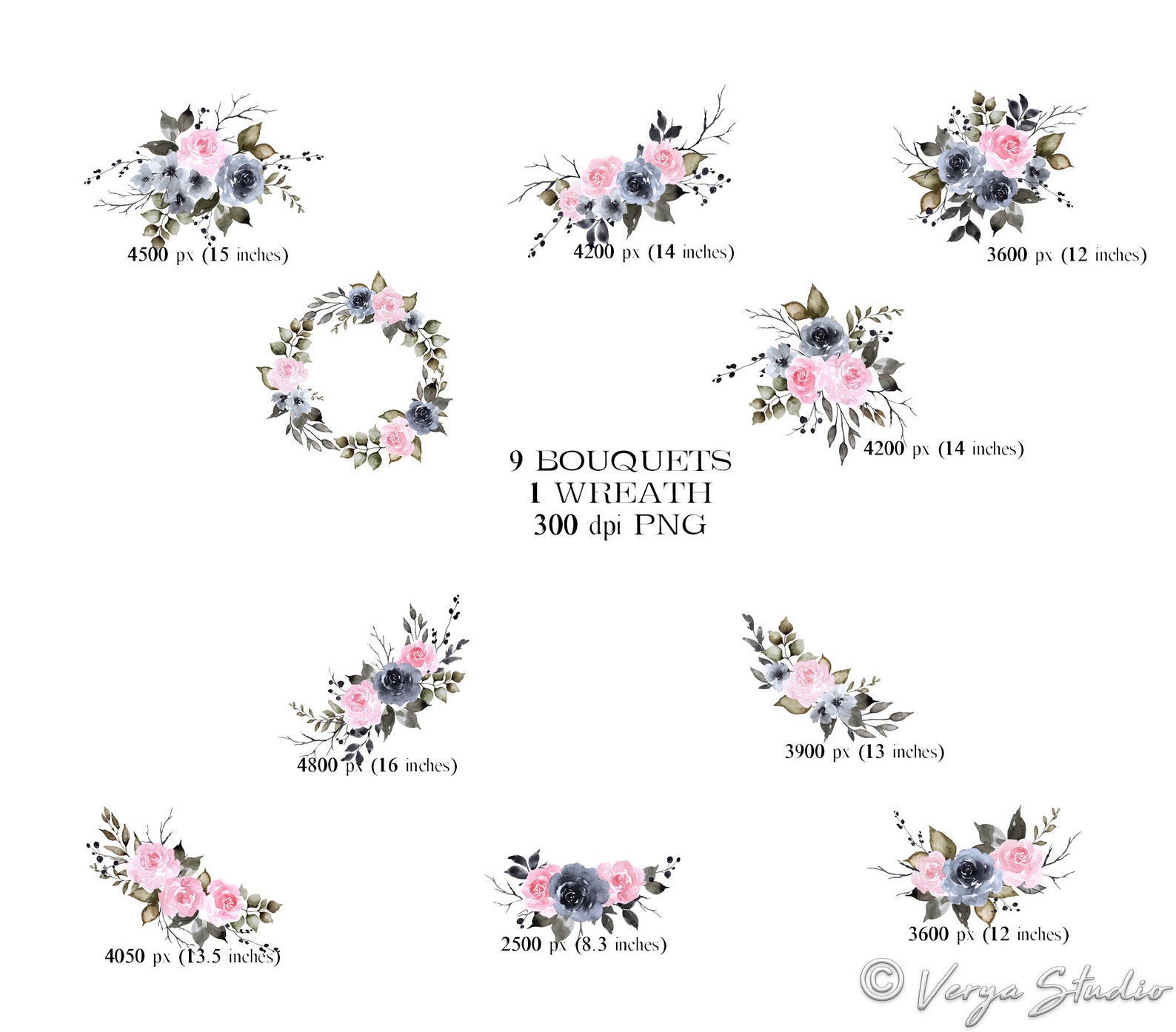 Pink Halloween Clipart Floral Clip Art Pastel Goth Clipart Watercolor ...