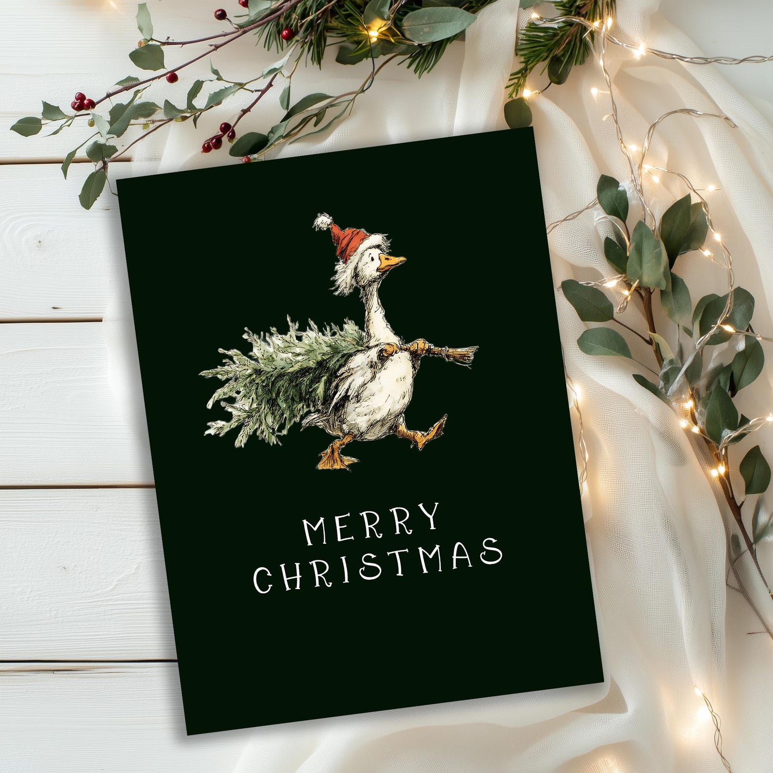 Goosemas Silly Goose Christmas Clipart, Watercolor Goose PNG, Funny ...