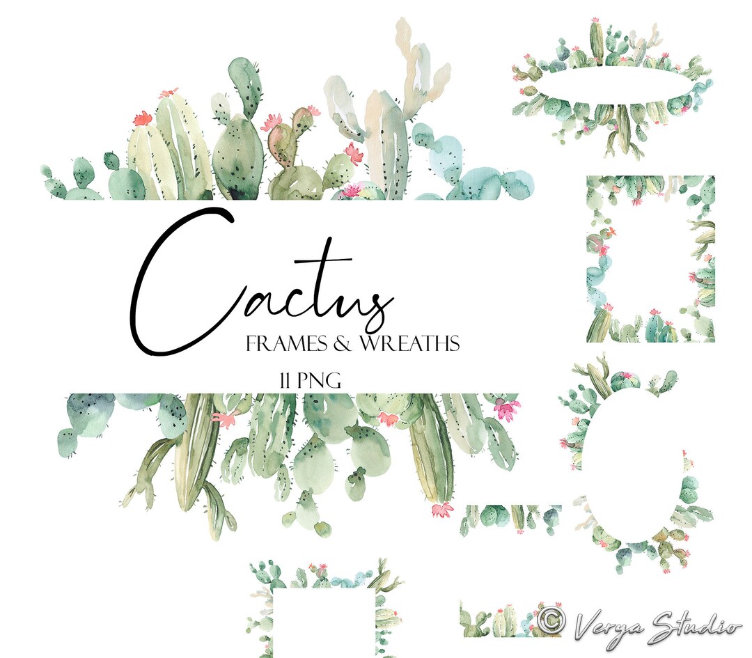 Cactus Clipart Watercolor Succulents Clip Art Desert Cacti Summer ...