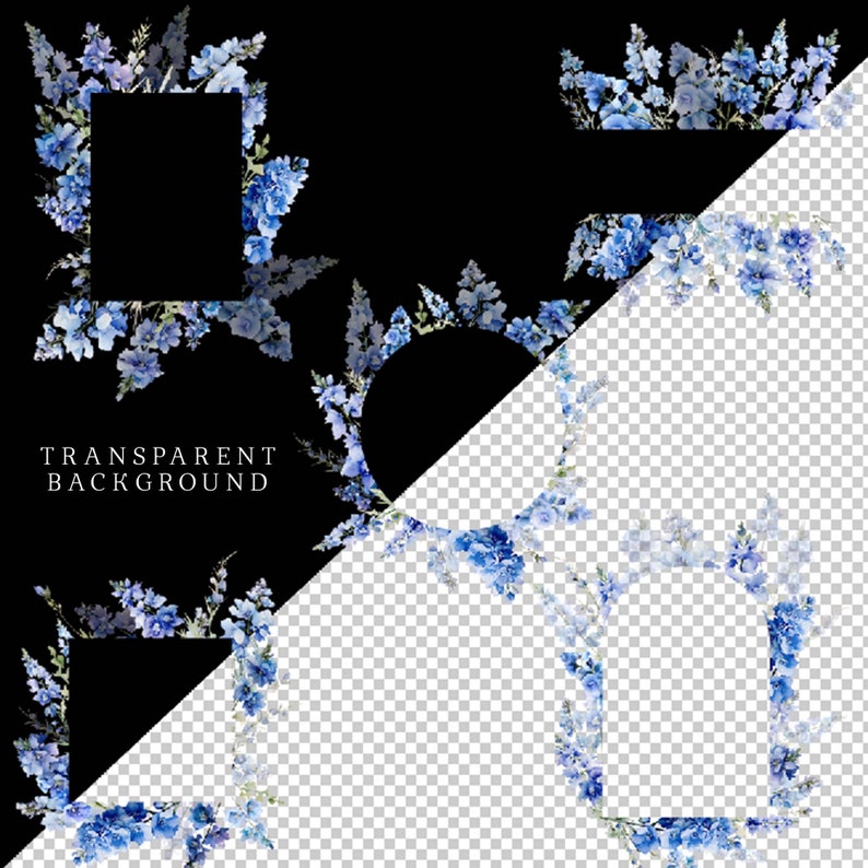 Spring Floral Clipart Larkspur Blue Delphinium Clip Art 6 Frames ...
