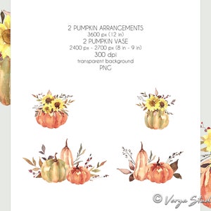 Rustic Watercolor Fall Floral Clipart, Sunflowers Bouquet PNG, Floral ...