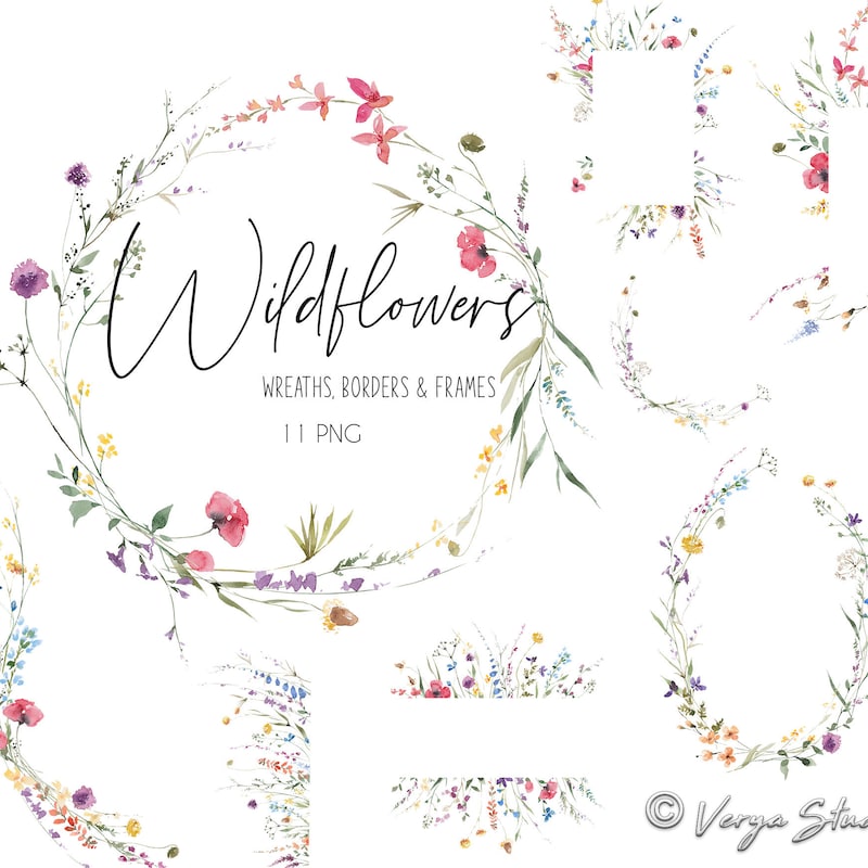 Wildflowers Clip Art - Etsy