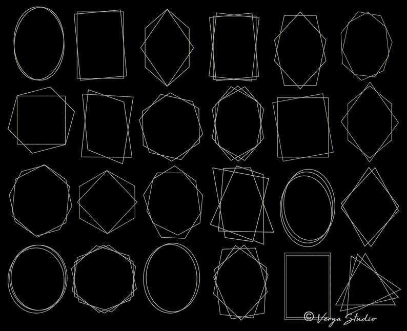 Silver Frame Clipart PNG Minimalist Golden Frames Geometric Wedding ...