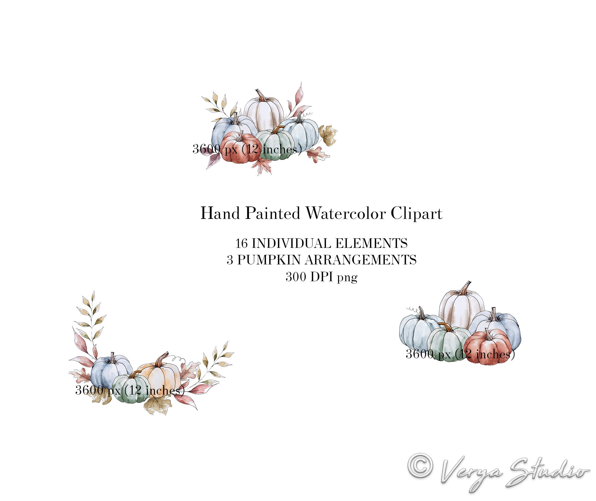 Pastel Pumpkin Fall Clipart Watercolor Autumn Clipart - Etsy