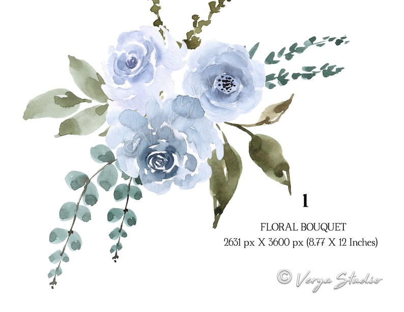 Baby Blue Watercolor Flowers Clipart Soft Pastel Light Blue - Etsy UK