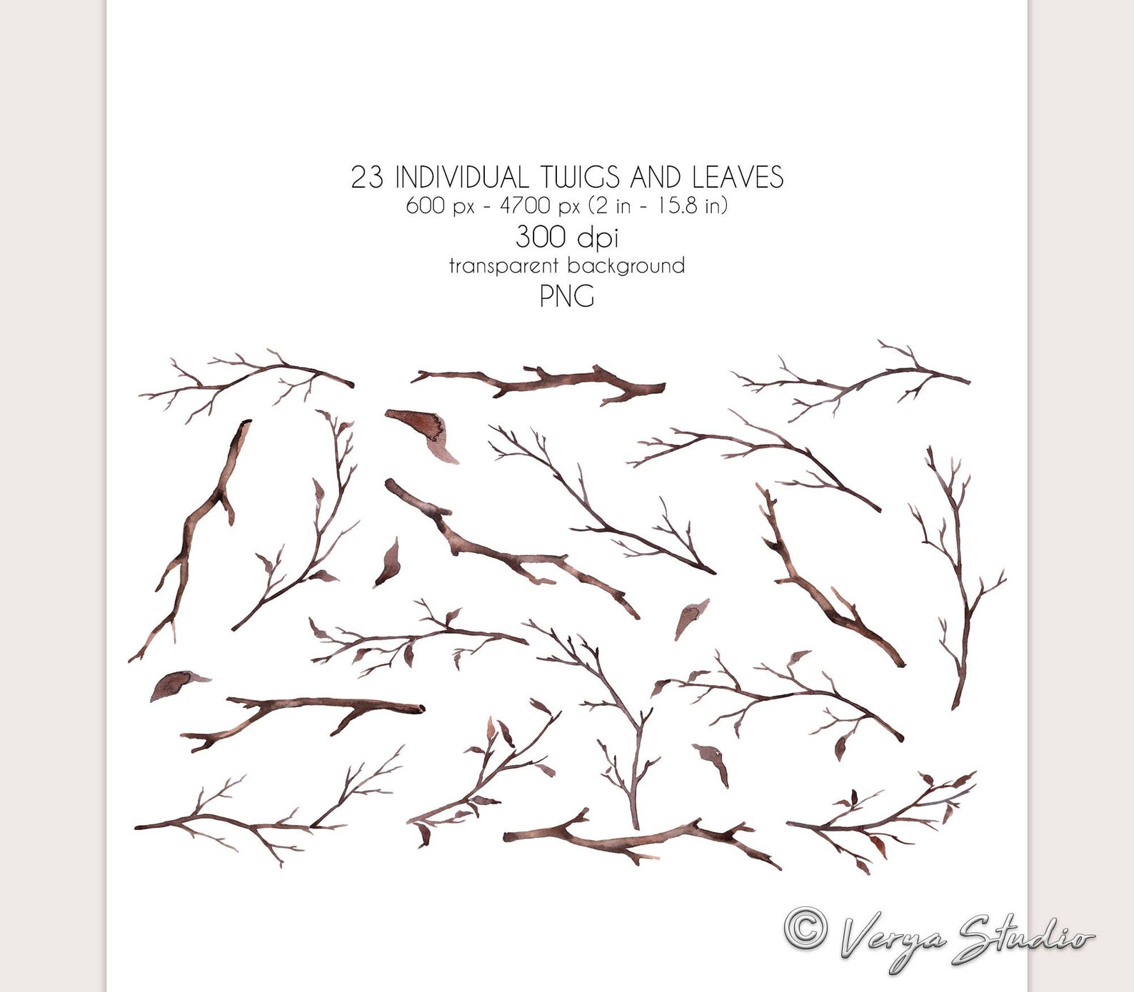 Twigs Clipart Watercolor Branches Clip Art Rustic Twig Borders - Etsy