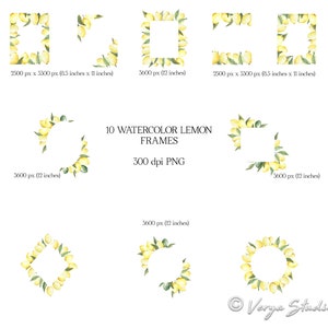 Lemon Clipart Watercolor Lemon Frames Clip Art Summer Fruits Citrus ...