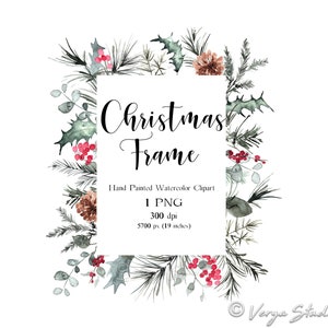 Christmas Frame Watercolor Christmas Clipart 1 Holiday Frame Border ...