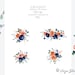 Navy Rust Orange Watercolor Floral Clipart Peach Burnt Orange Dark Blue ...