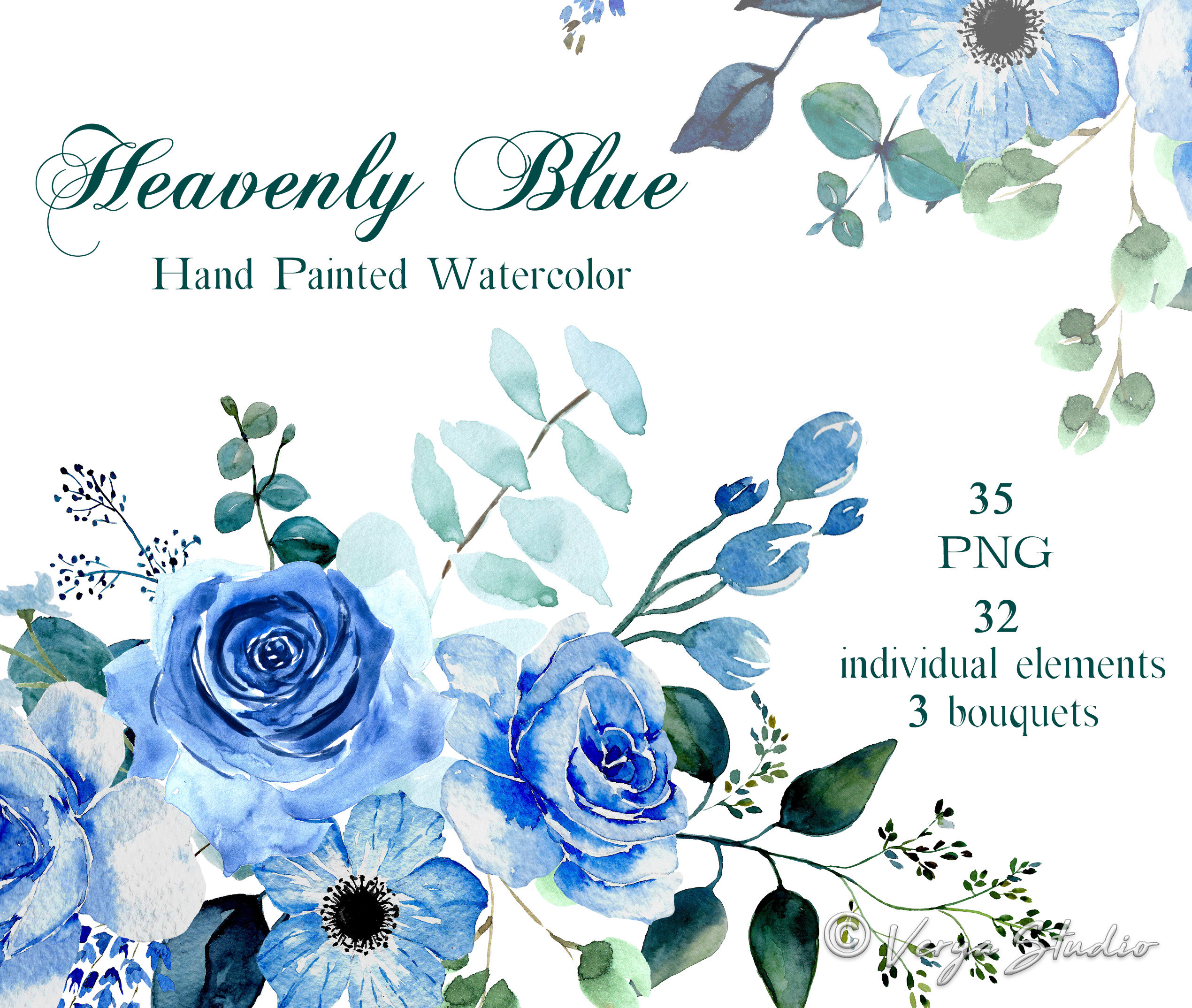 Clip Art Watercolor floral bouquet png Watercolor blue floral clipart ...