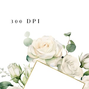 Cream Gold Flowers Frames Clipart Watercolor Floral Clip Art, Ivory ...