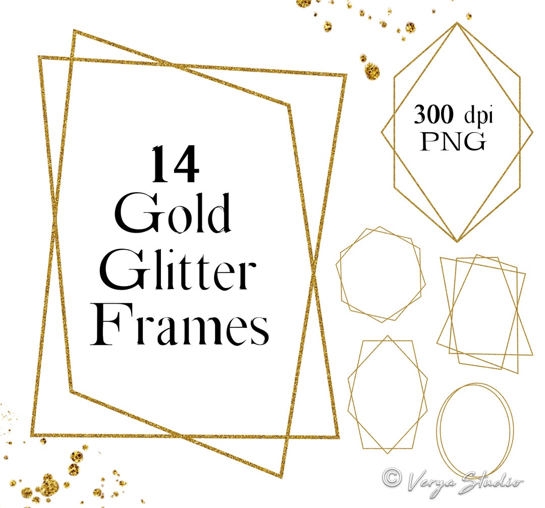 Gold Frames Clipart Polygonal Gold Glitter Frames Clip Art Golden ...