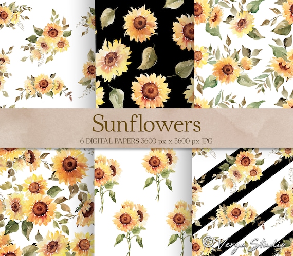 Sunflowers Digital Paper Watercolor Sunflower Digital Paper - Etsy