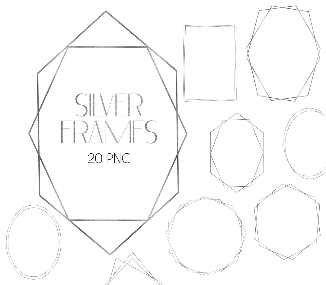 Silver Frame Clipart | Geometric Silver Frames, DIY Wedding Invitations ...