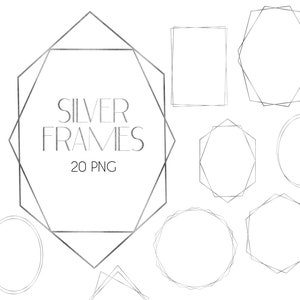 Silver Frame Clipart | Geometric Silver Frames, DIY Wedding Invitations ...