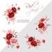 Crimson Floral Clipart Watercolor Red Blush Flowers Clip Art Wedding ...