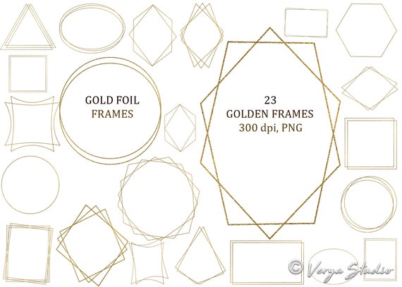 Gold Frame Clipart PNG Set Minimalist Golden Frames Geometric - Etsy