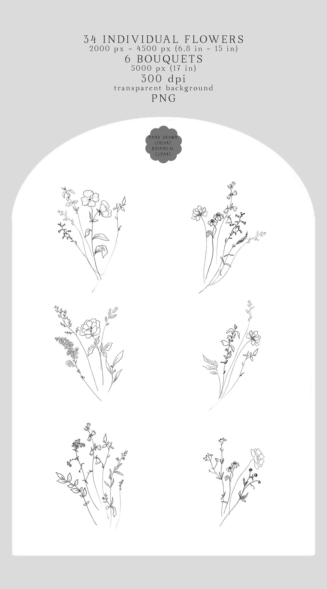 40 Wildflowers Clipart Set, Botanical PNG Bundle, Floral Clipart, Wild ...