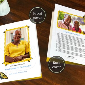 Yellow Funeral Program Template for Woman or Man Celebration of Life ...
