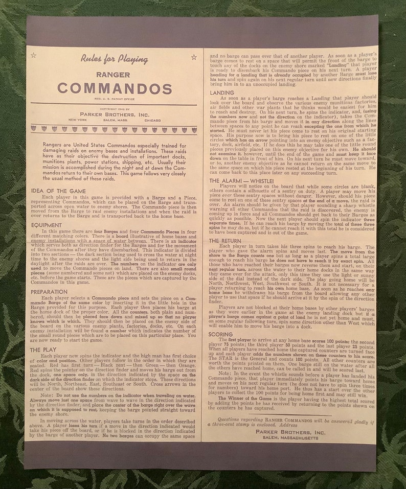 1942 Ranger Commandos Game - Etsy
