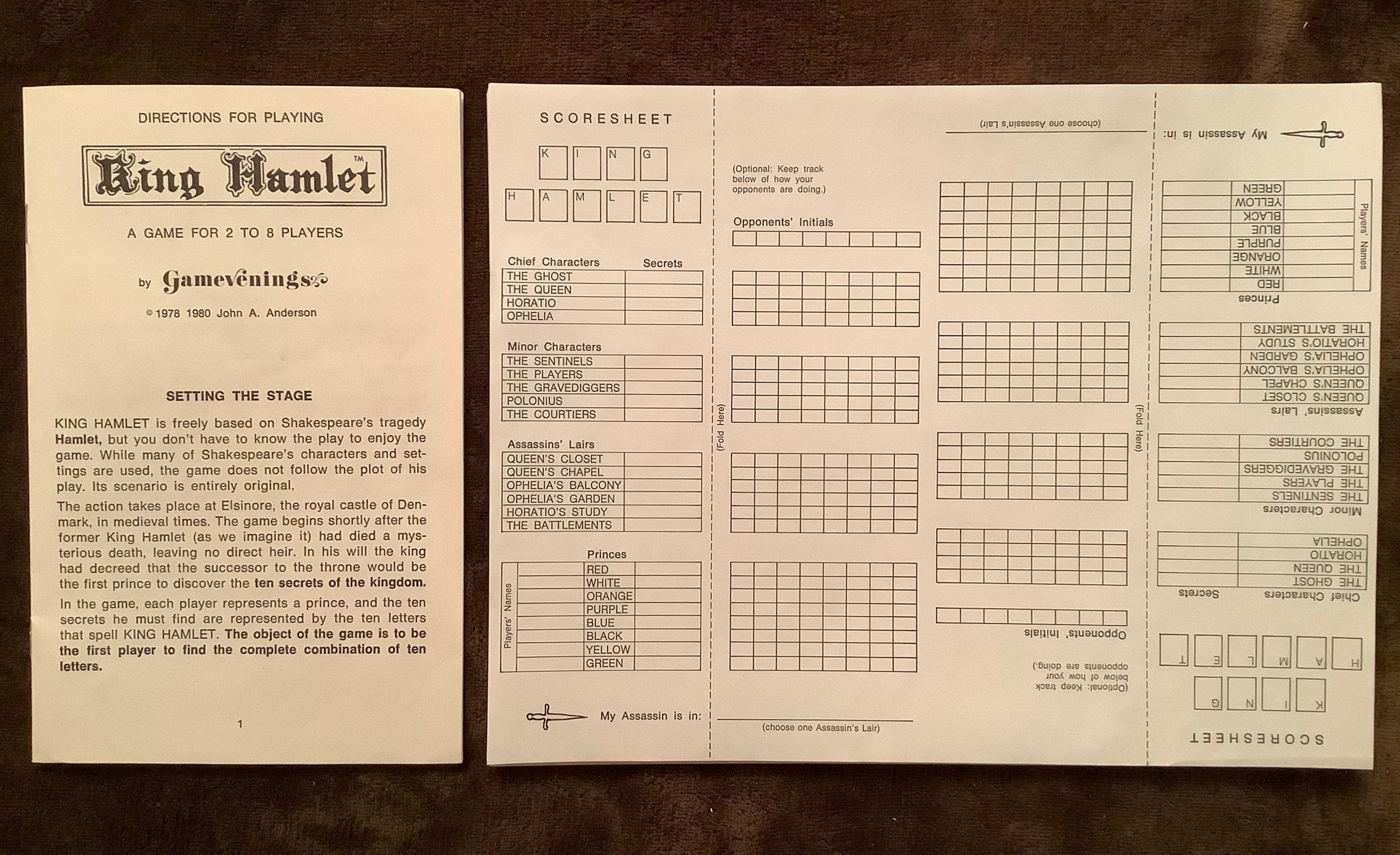 Vintage 1980 King Hamlet Board Game - Etsy