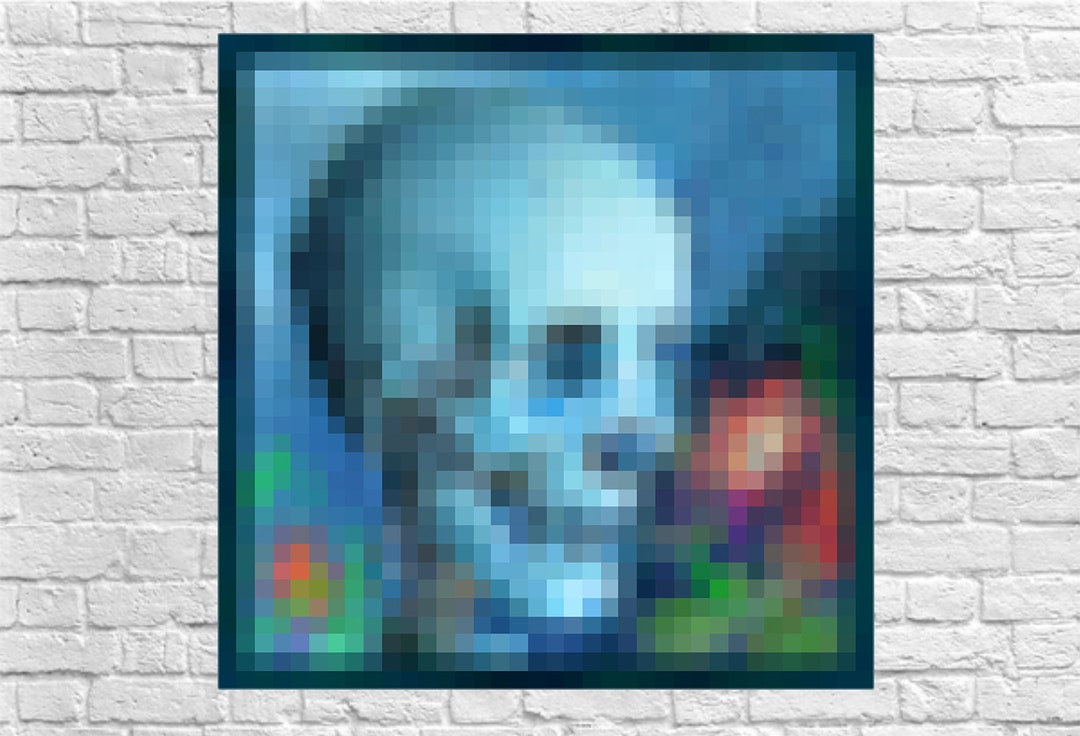 Minecraft Painting Skull and Roses Poster Digital Download Digital ...
