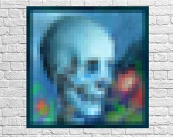 Minecraft Painting Burning Skull Poster Digital Download - Etsy