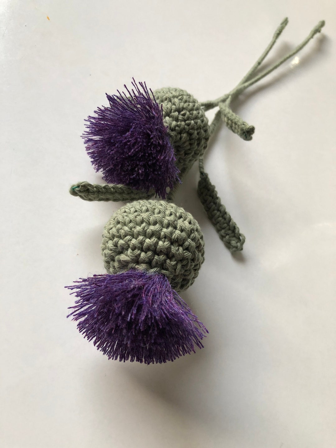 Handmade Scottish Thistles With Crocheted Leaves - Etsy