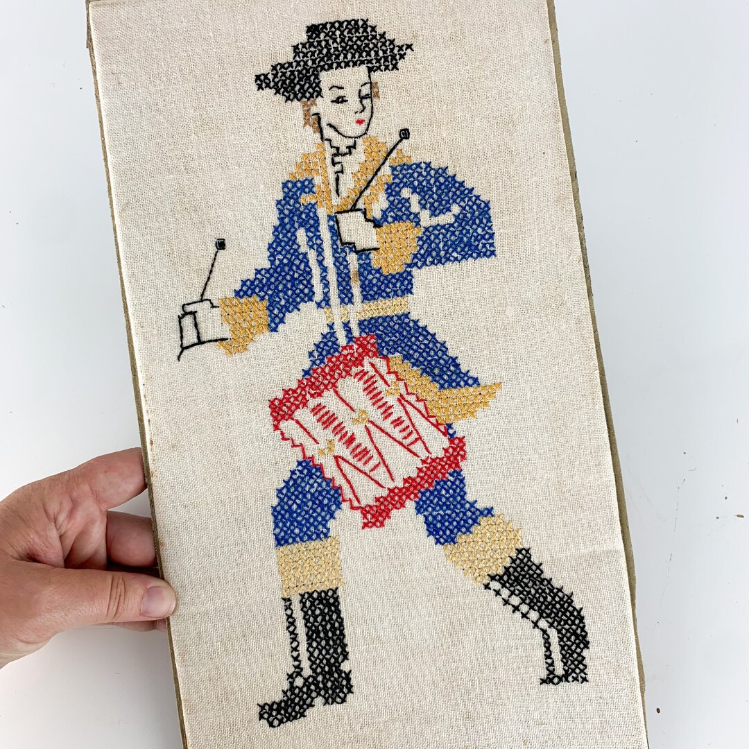 Vintage Bicentennial Cross Stitch 1776 Drummer Minuteman Patriotic Folk ...