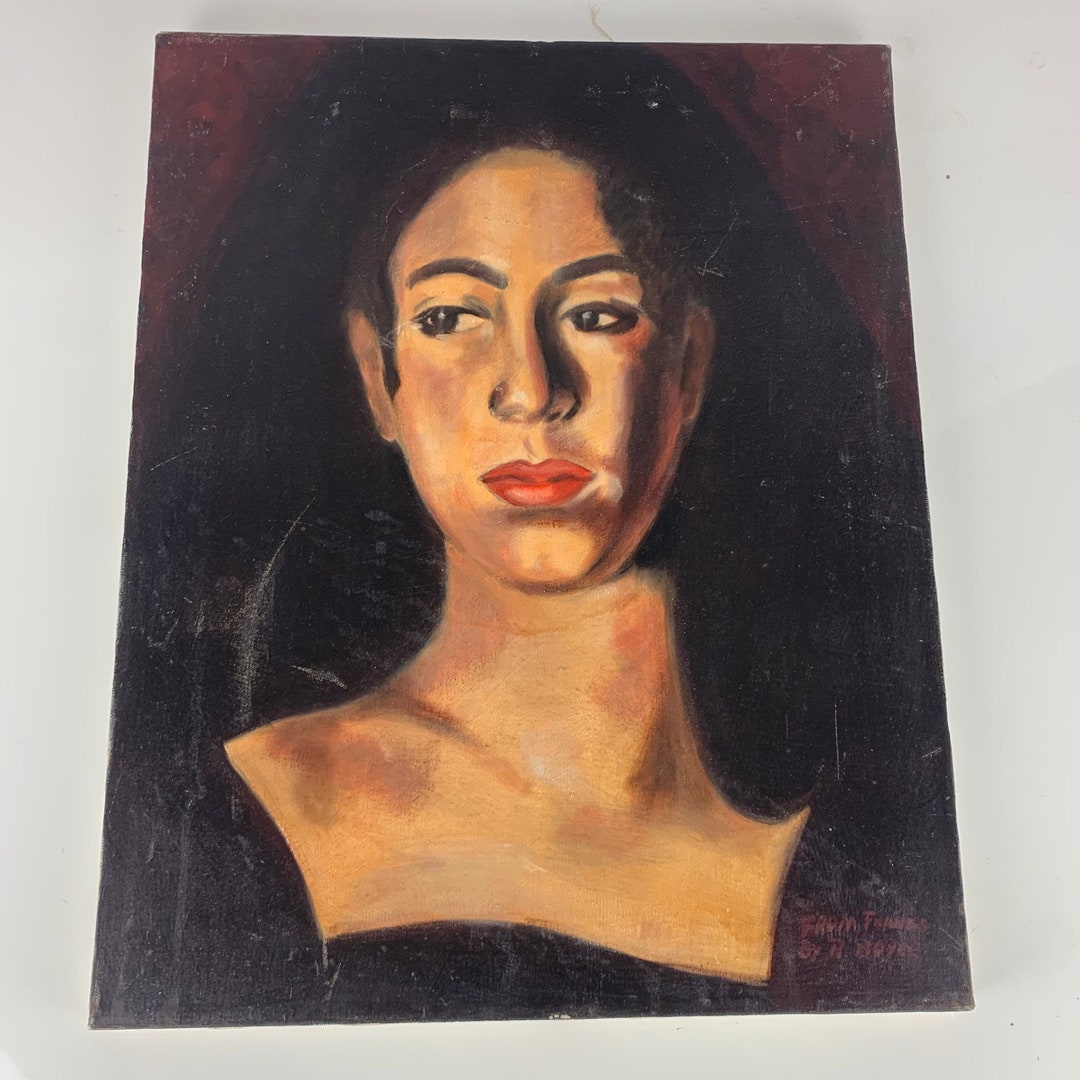 Vintage Leon Franks Tribute Girl Portrait Painting Canvas Signed R ...