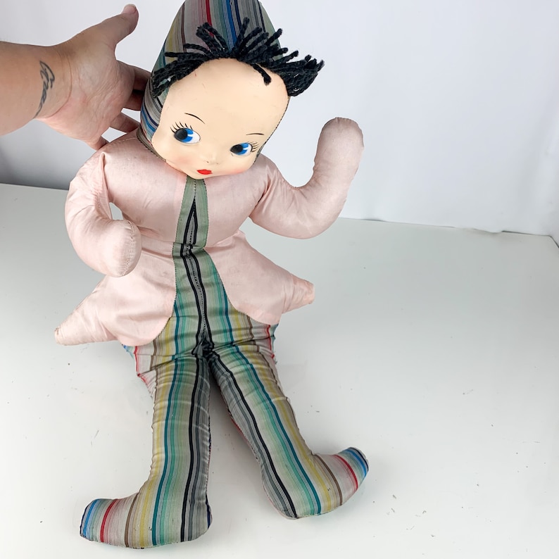 Vintage Tall Cloth Rag Doll Celluloid Plastic Face Lashes - Etsy